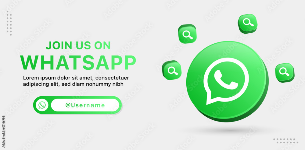 Join follow us on whatsapp. 3d whatsapp logo social media icons, lower ...