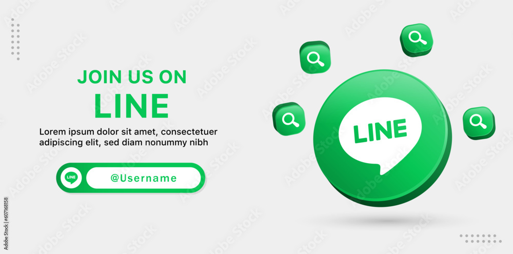 Join follow us on line messages. 3d line logo social media icons, lower ...