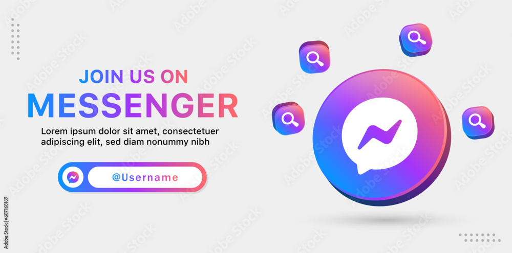 Join follow us on facebook messenger. 3d messenger logo social media ...