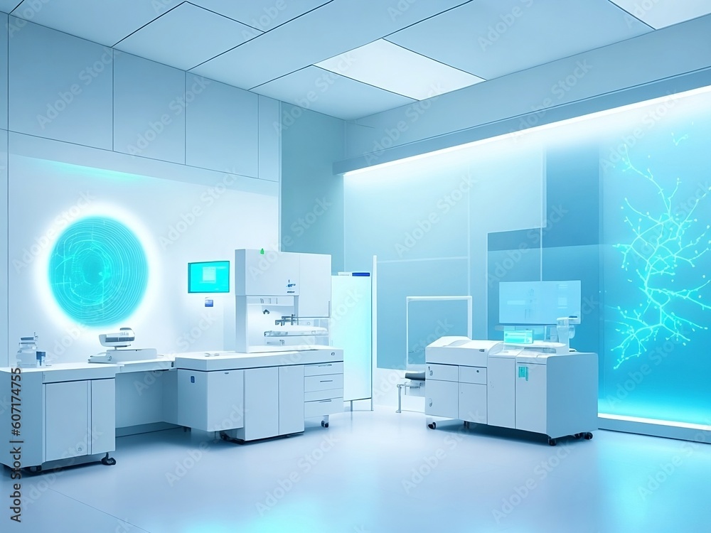 Generative AI, Medical Laboratory with visually striking holographic ...