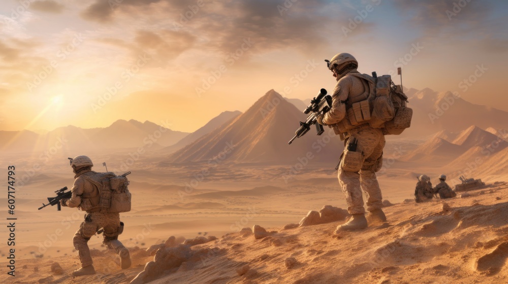 Special Forces Soldiers at Desert Stock Illustration | Adobe Stock
