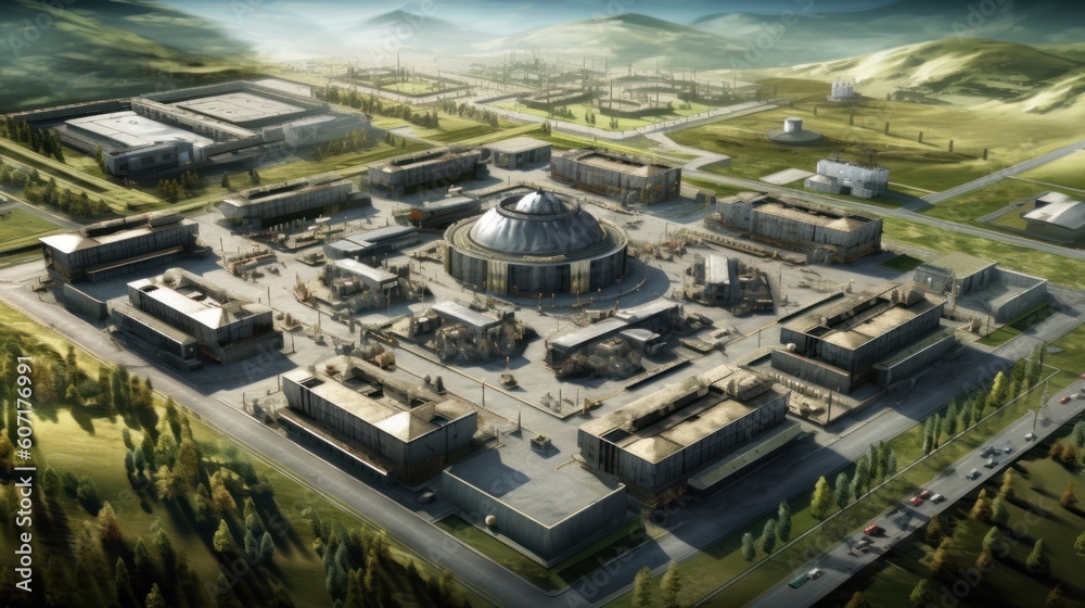 Fortified military base, complete with barracks, command centers, and ...