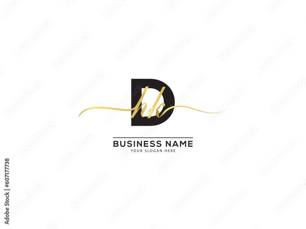 Simple Initial DHK d h k Letter Signature Logo For Luxury Shop Stock ...