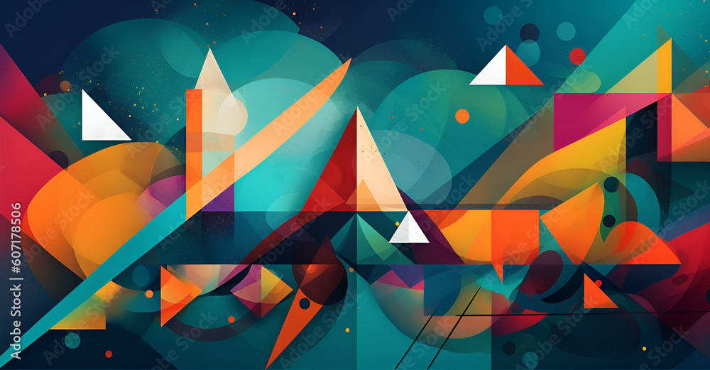 Poster-style abstract background, featuring bold colors and geometric ...