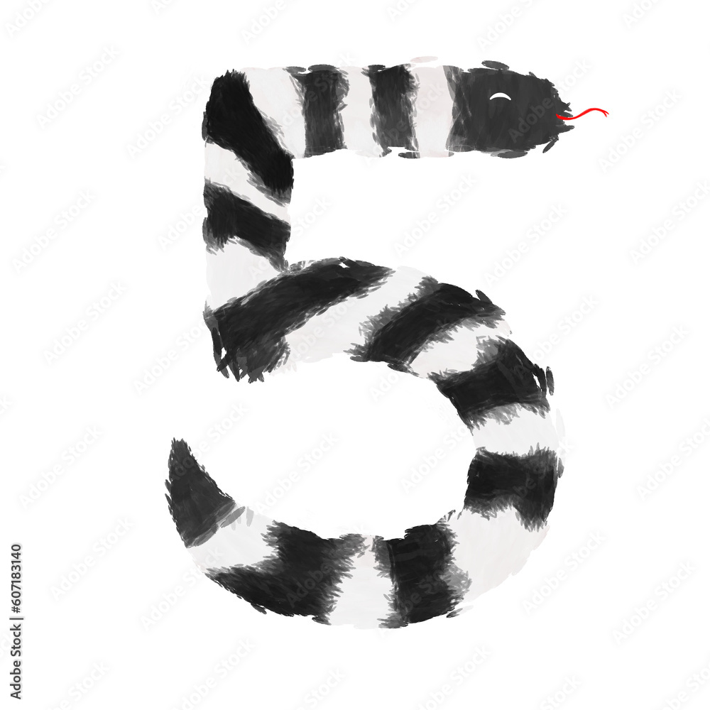 the image of a snake on the number five (5). The Malayan krait has ...