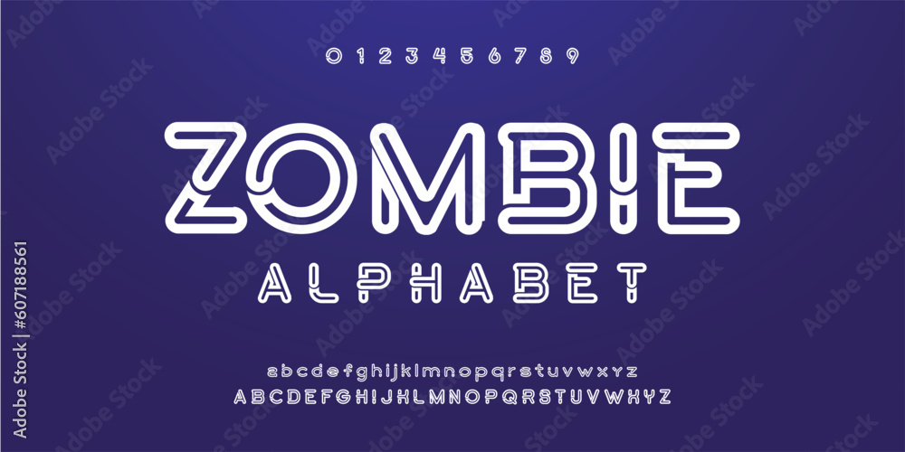 ZOMBIE Double line monogram alphabet and tech fonts. Lines font regular ...