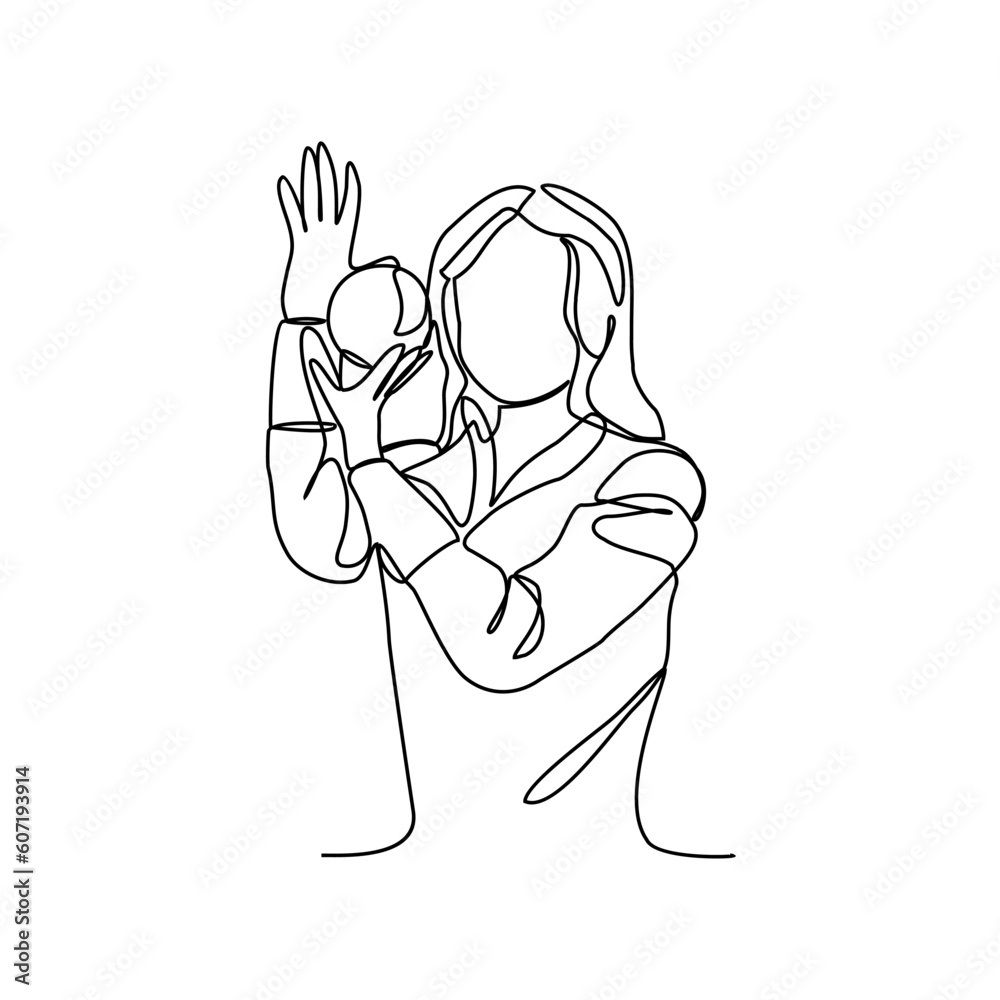 One continuous line drawing of a Magician attraction with the ball ...