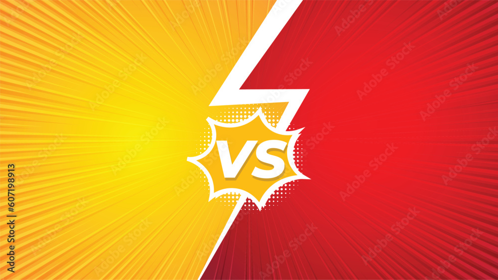 Comic style versus vs banner in yellow and red Background. Free vector ...