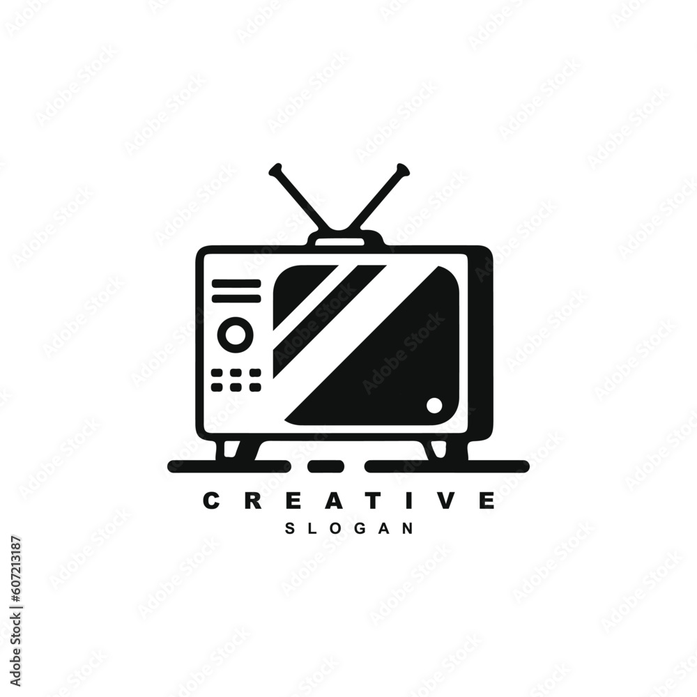 Old TV television electronic media logo design. TV screen logo vector ...