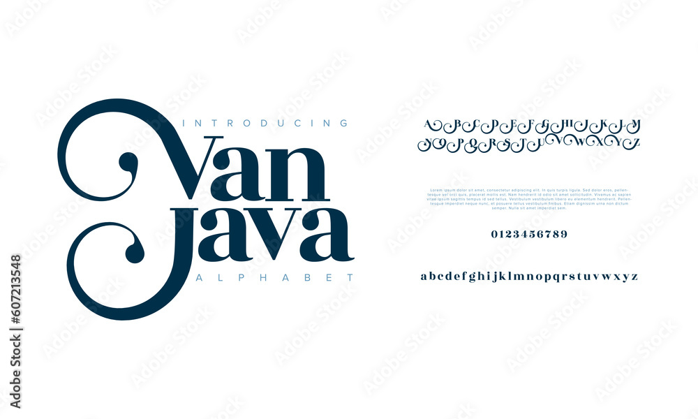 Simple vanjava abstract fashion wedding logo font alphabet. Minimal ...