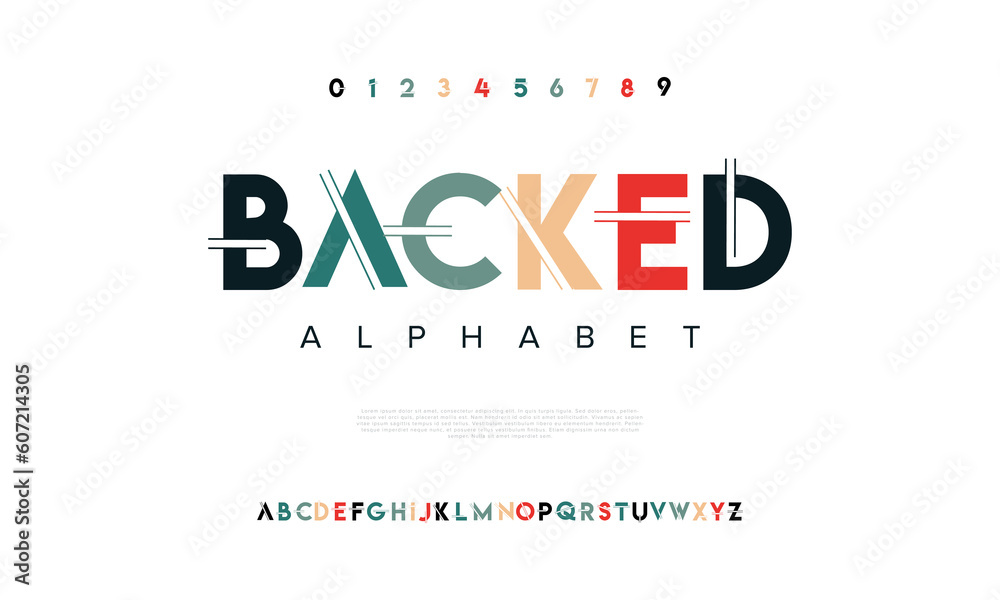 Backed abstract digital technology logo font alphabet. Minimal modern ...