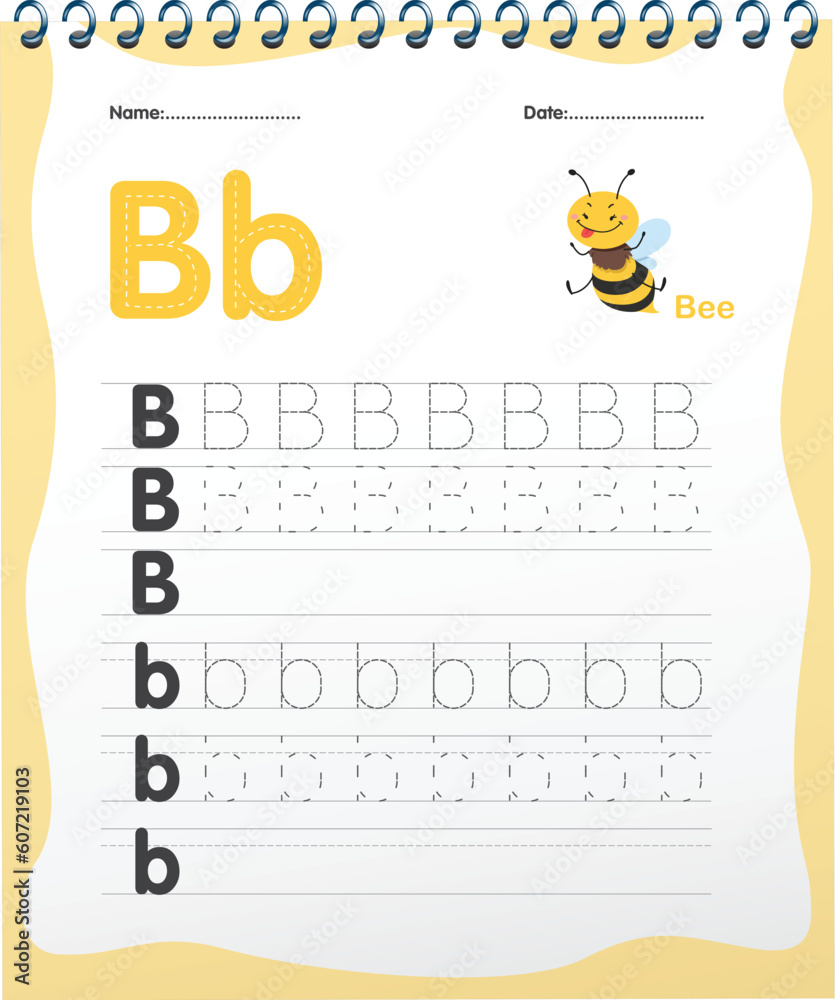 Vektorová grafika „Alphabet "B" tracing worksheet. Number Formation ...