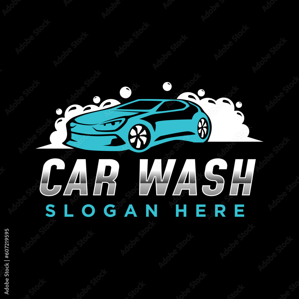 Elegant car wash logo design. Car washing service vector illustration ...