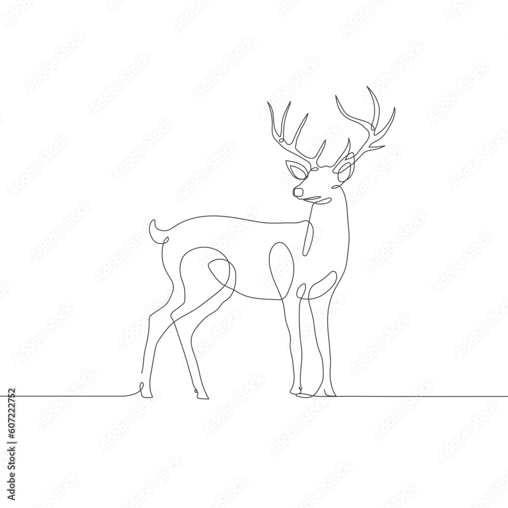 Deer line art icon. A pair of deer continuous line drawing. Deer one ...