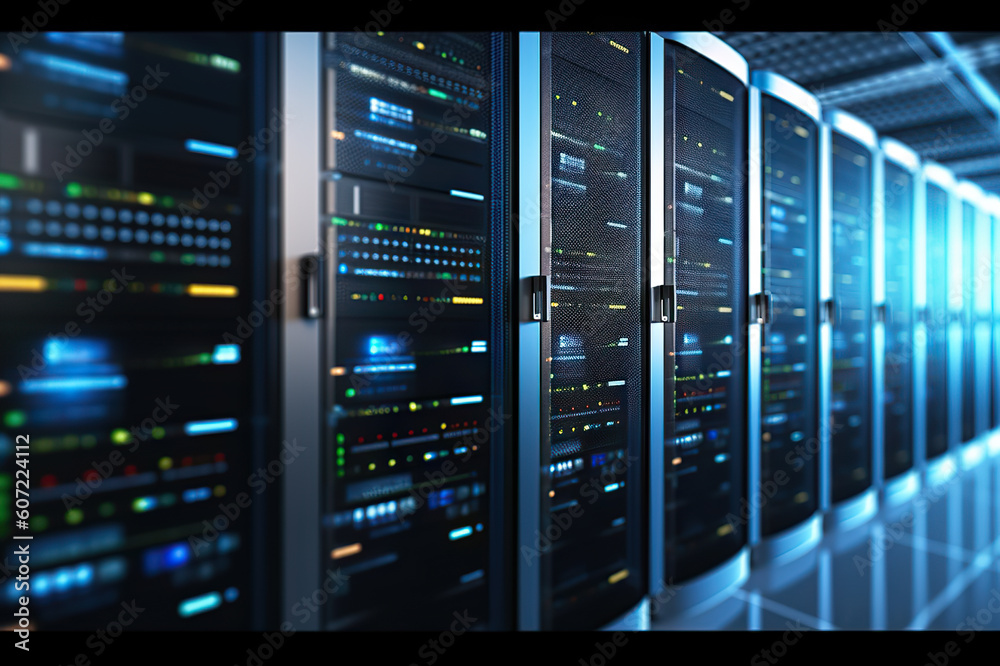 Power Hub Server Room Interior in a High-Tech Datacenter. created with ...