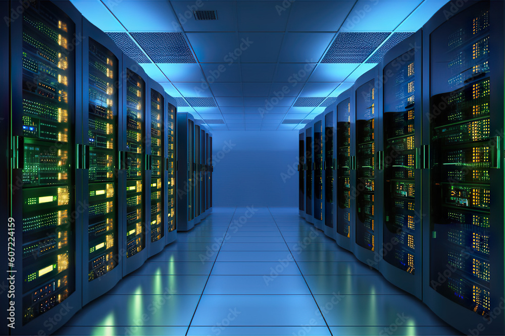 Power Hub Server Room Interior in a High-Tech Datacenter. created with ...