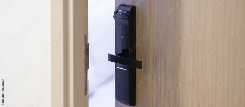 smart digital door lock while open or close the door at home or ...