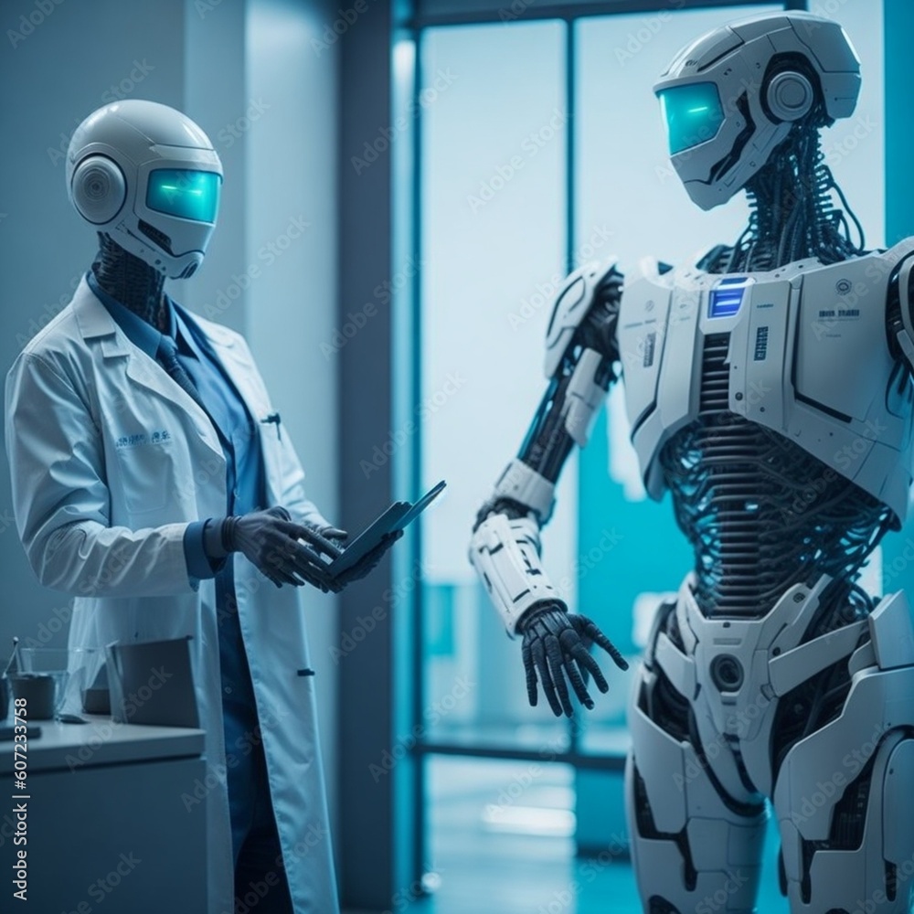 humanoid robot is a doctor who use artificial intelligence Generative ...