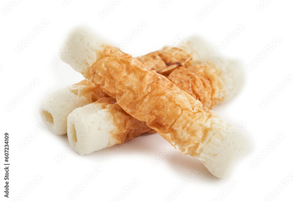 Chikuwa Takebue bake fish cake japanese food isolated on white ...