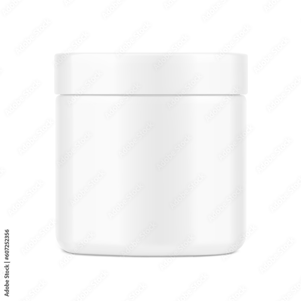 Round package container mockup. Vector illustration isolated on white ...
