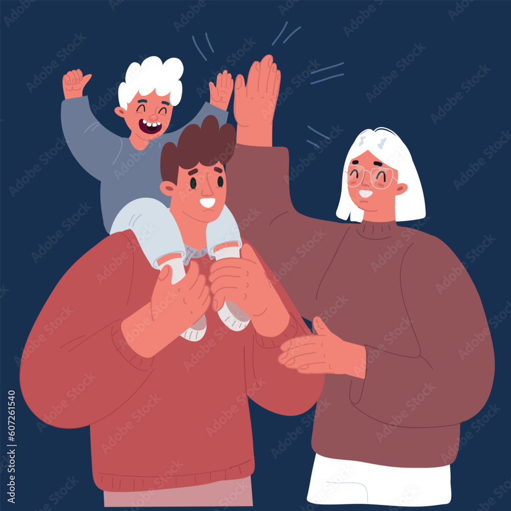Cartoon vector illustration of Happy parents mom and dad standing ...