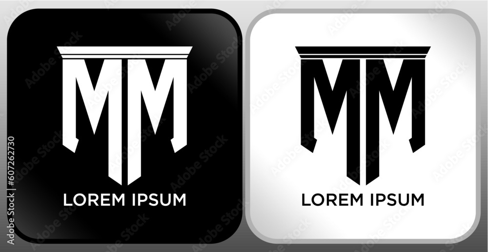 MM Letter SHIELD Logo Design. Creative Modern M M Letter icon Black and ...