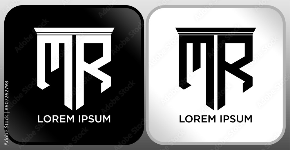 MR Letter SHIELD Logo Design. Creative Modern M R Letter icon Black and ...