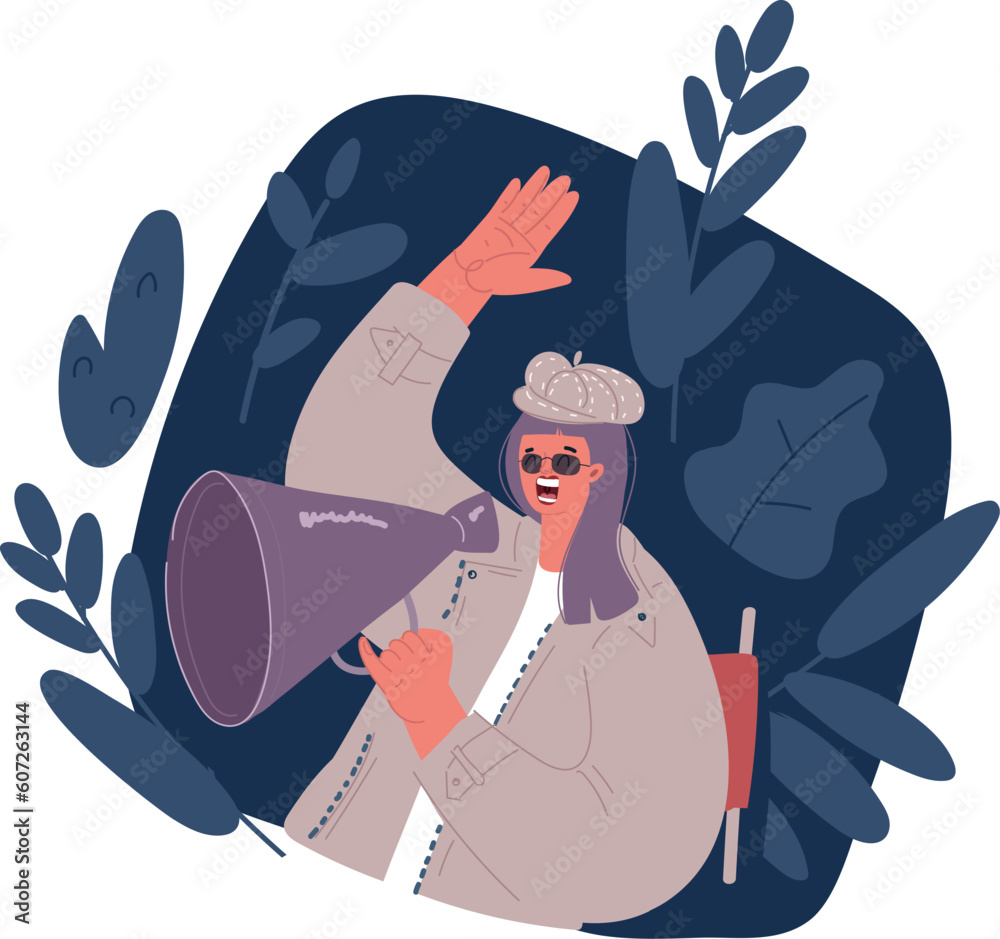 Vektorová grafika „Cartoon vector illustration of Female film director ...