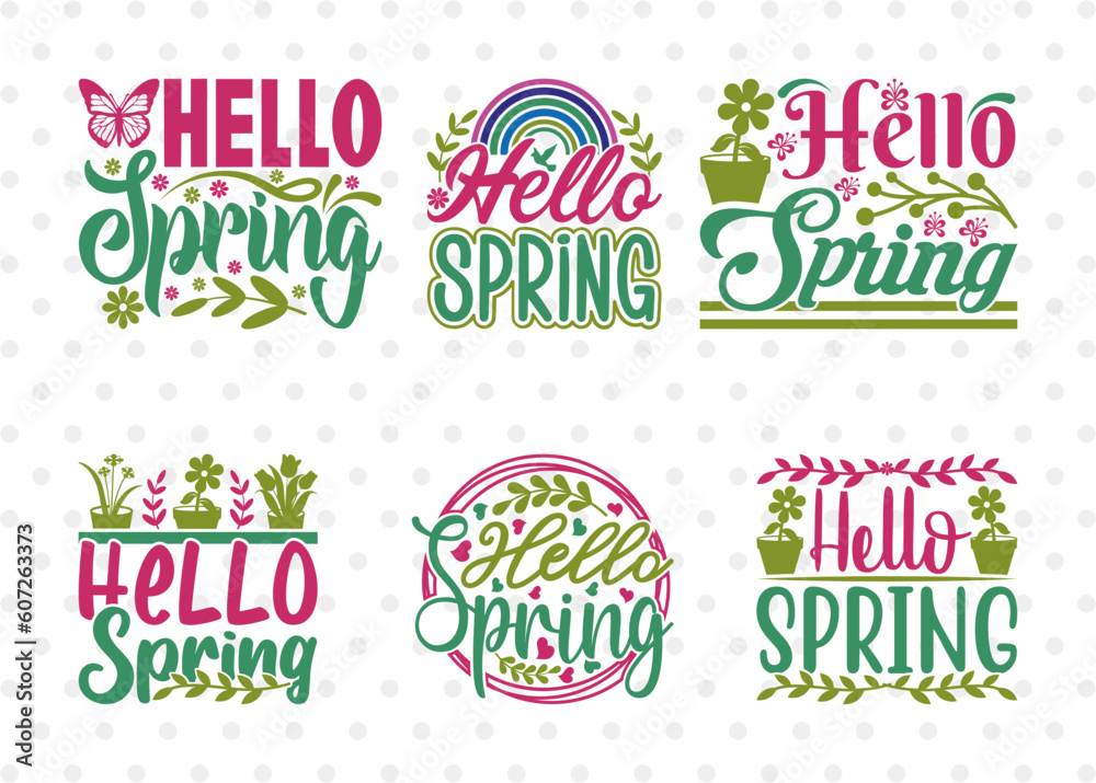 Hello Spring SVG Bundle, Spring Svg, Spring Time Svg, Flower Svg ...
