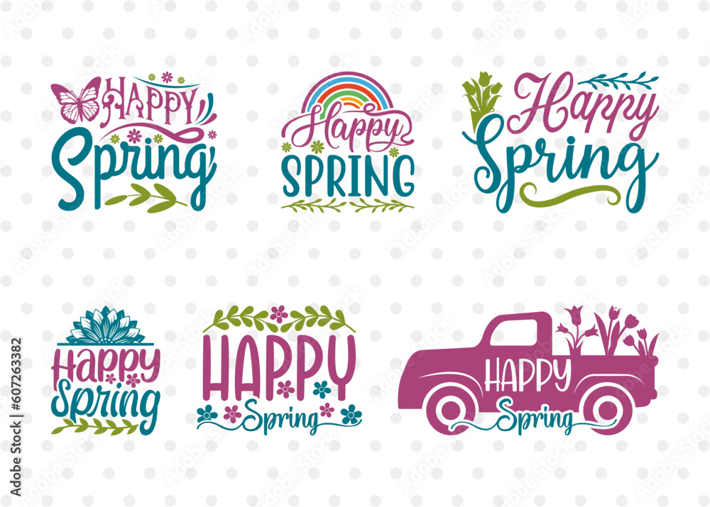 Happy Spring SVG Bundle, Spring Svg, Spring Time Svg, Flower Svg ...