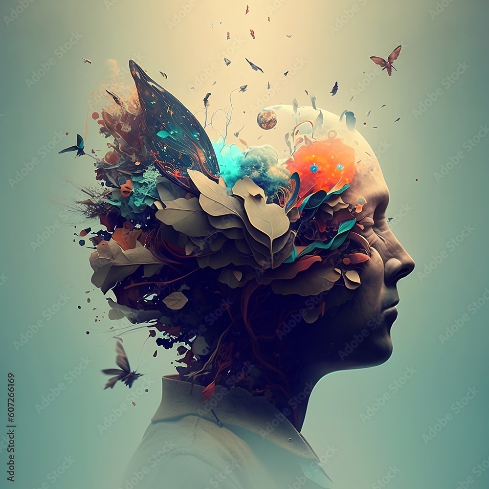 Genrative Ai graphic resource that depicts the open mind, with nature ...