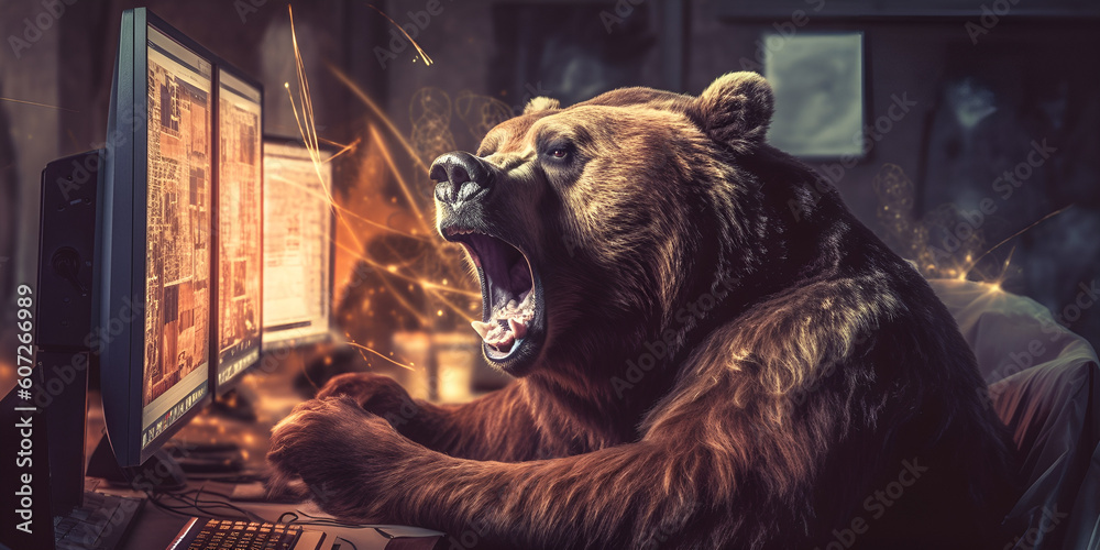 Angry Brown Bear Amidst Fiery Wildlife: A Powerful Generative AI ...