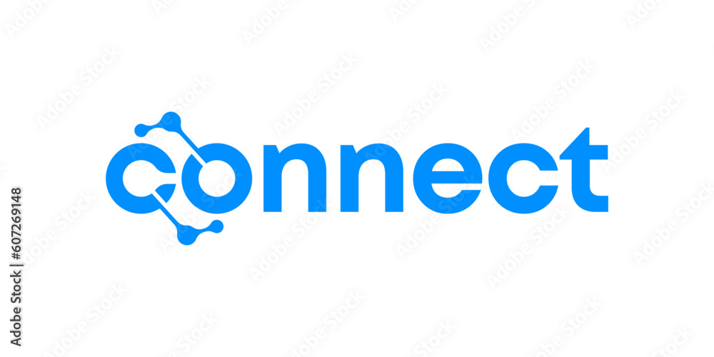 Technology connection logo design with abstract dot, molecule and ...