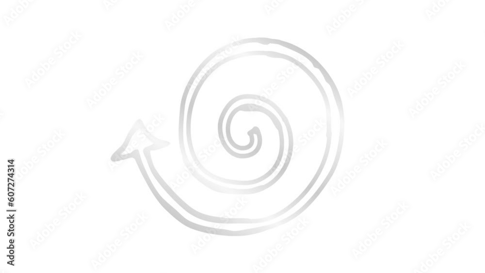 Animated silver icon of spiral arrow is drawn. Linear icon. Looped ...