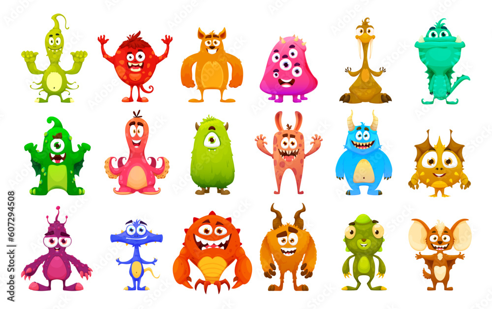 Cartoon Monster Characters Cute Comic Mutants Funny Halloween