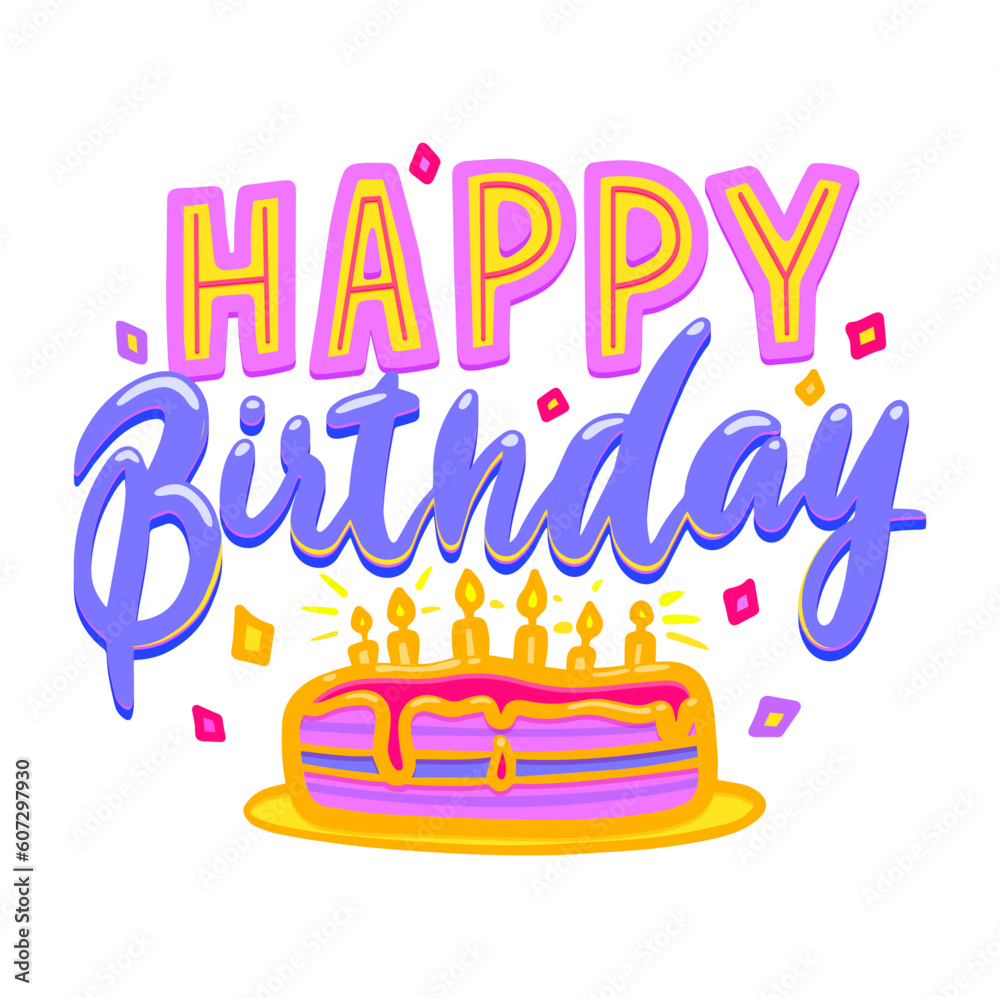 Happy birthday icon. Happy birthday invitation message poster, jubilee ...