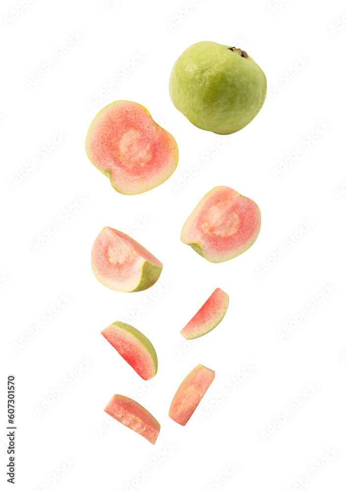 Falling Pink Guava slice cutout, Png file. Stock Photo | Adobe Stock