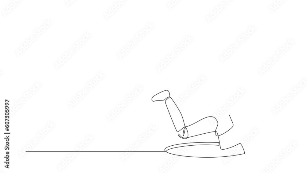 Self drawing animation of single one line draw robot falling into pit ...
