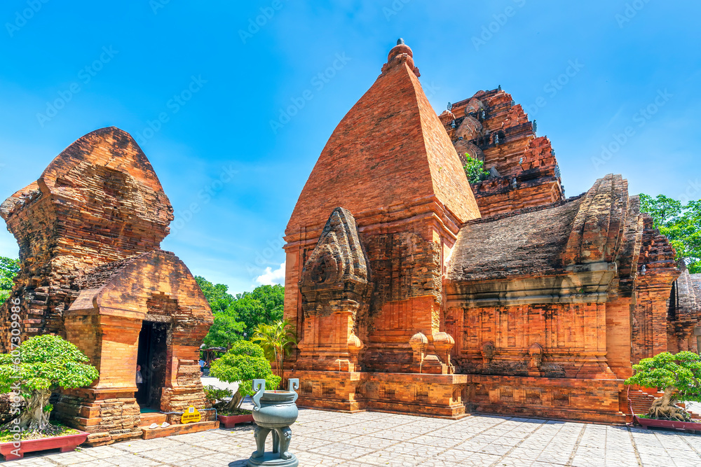 Ponagar Tower in Nha Trang, Vietnam. This is an artistic architectural ...