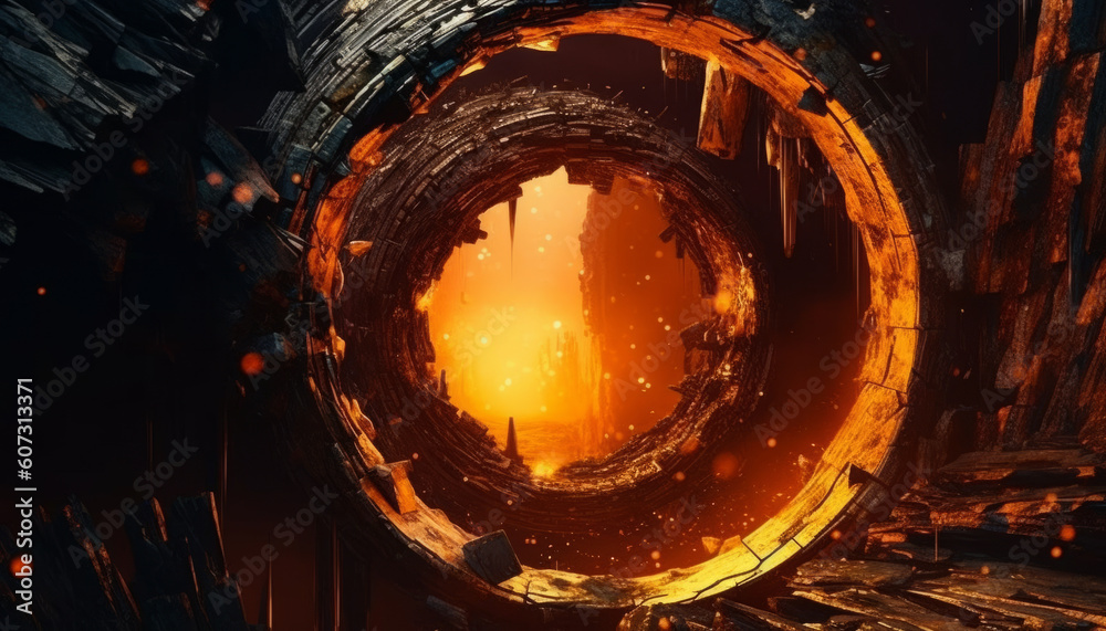 Man in the passage to the shelter of the post-apocalyptic world. The ...