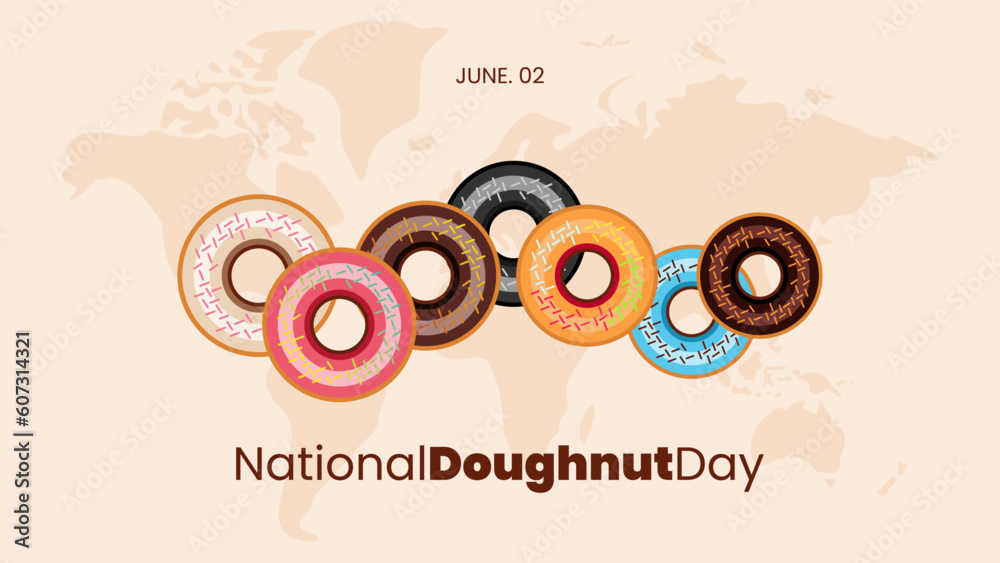 National Doughnut Day poster banner background template with seven ...