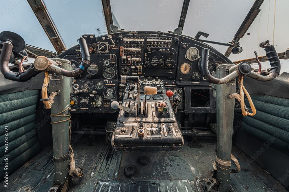 Old Russian military plane cockpit view Stock Photo | Adobe Stock
