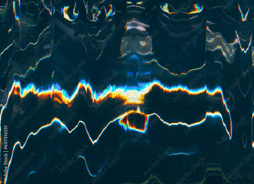 Glitch texture. Distortion overlay. Distressed layer. Blue orange color ...