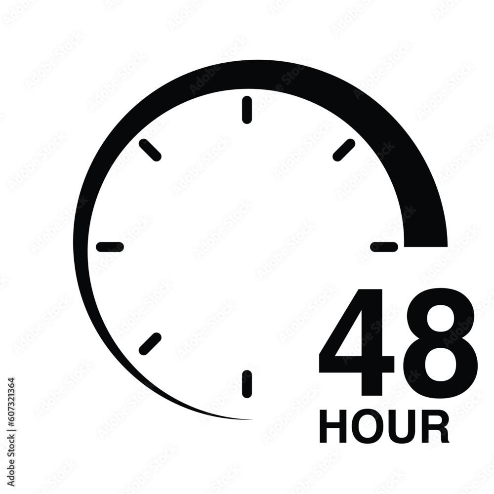 48 hour protection clock time sign icon symbol vector illustration ...