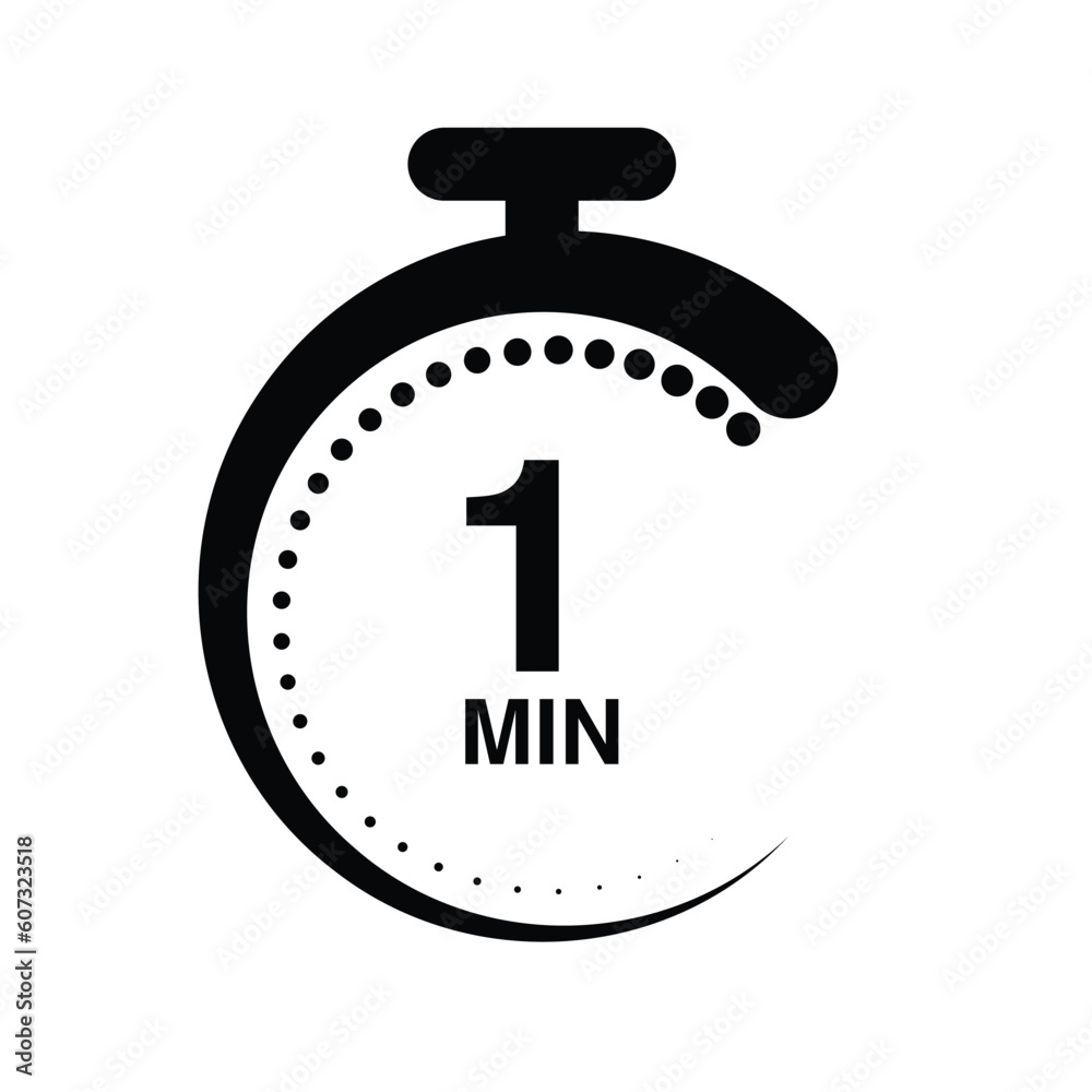 1 minutes timer stopwatch vector illustration isolated on white ...