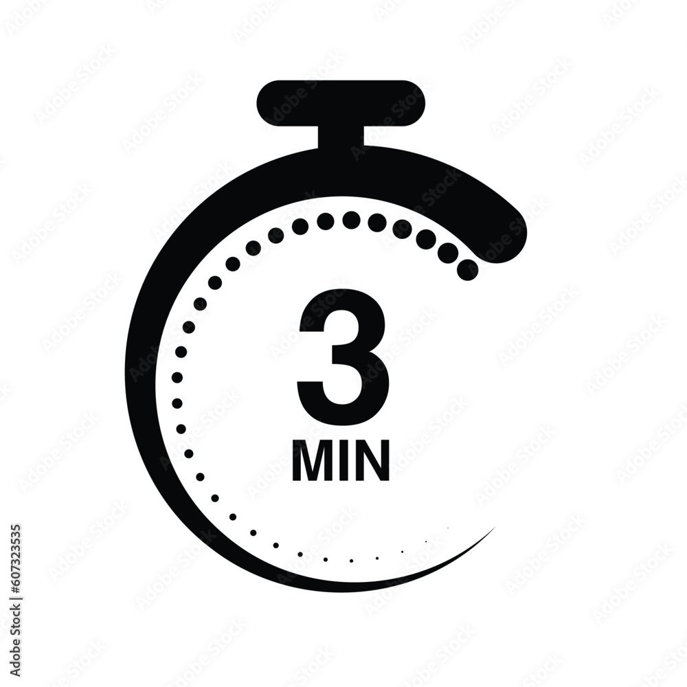 3 minutes timer stopwatch vector illustration isolated on white ...