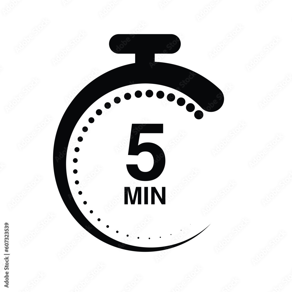 5 minutes timer stopwatch vector illustration isolated on white ...