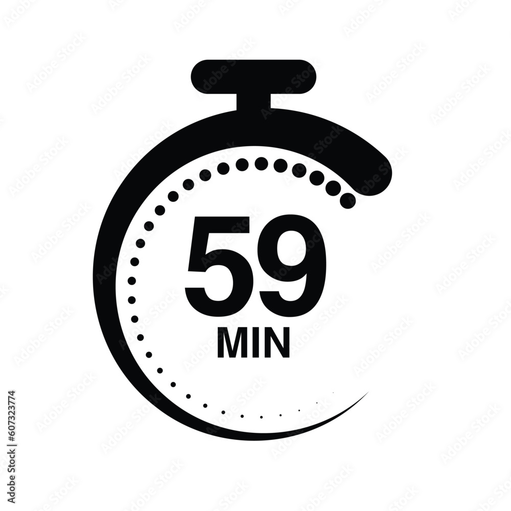 59 minutes timer stopwatch vector illustration isolated on white ...