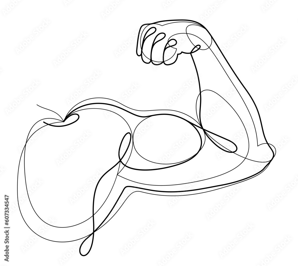 Muscular hand of bodybuilder showing strong biceps vector linear ...