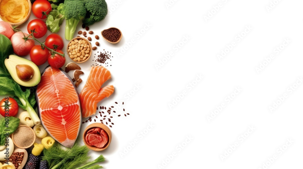 Healthy food with white background top view Created With Generative AI ...